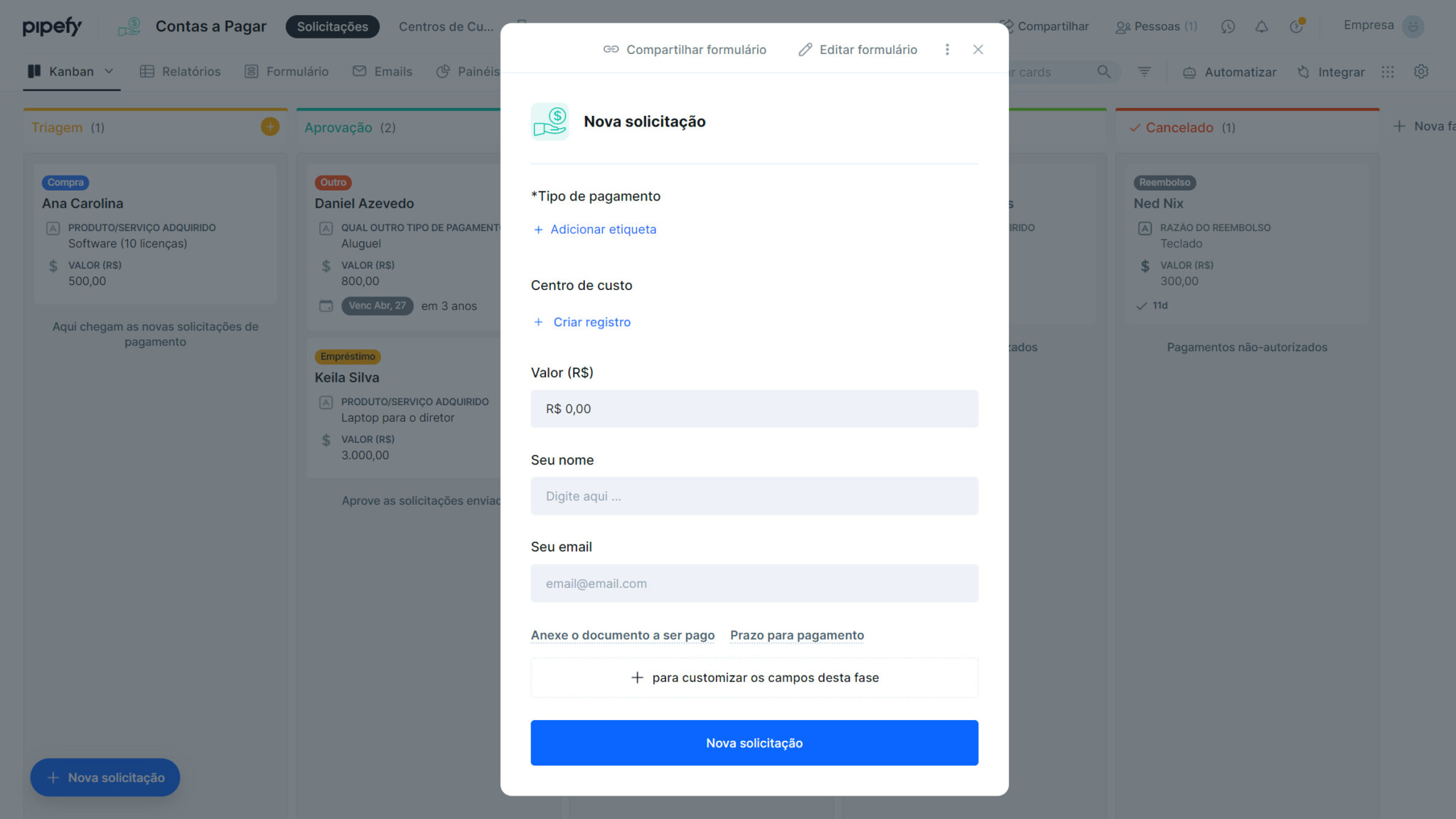 Modelo de contas a pagar grátis e pronto para usar | Pipefy