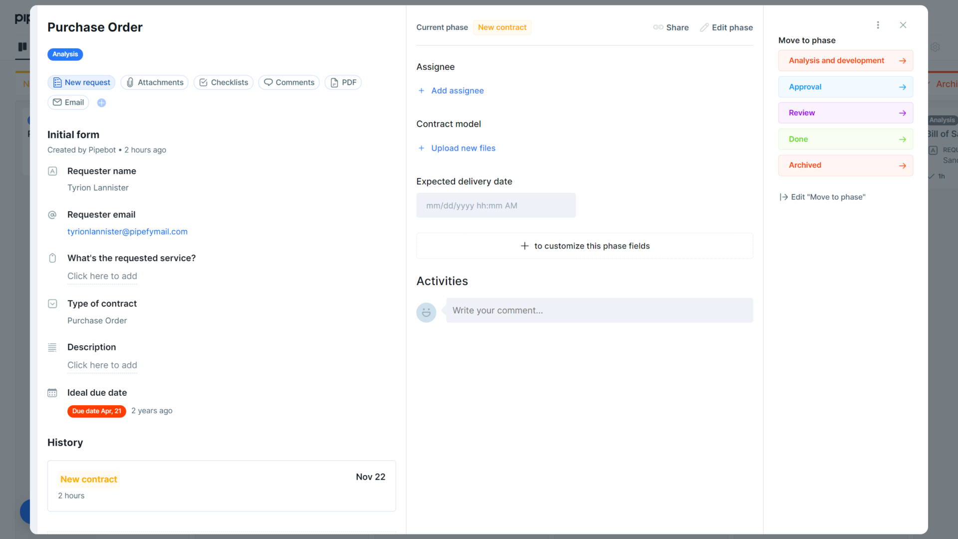 Business Contract Analysis | Pipefy