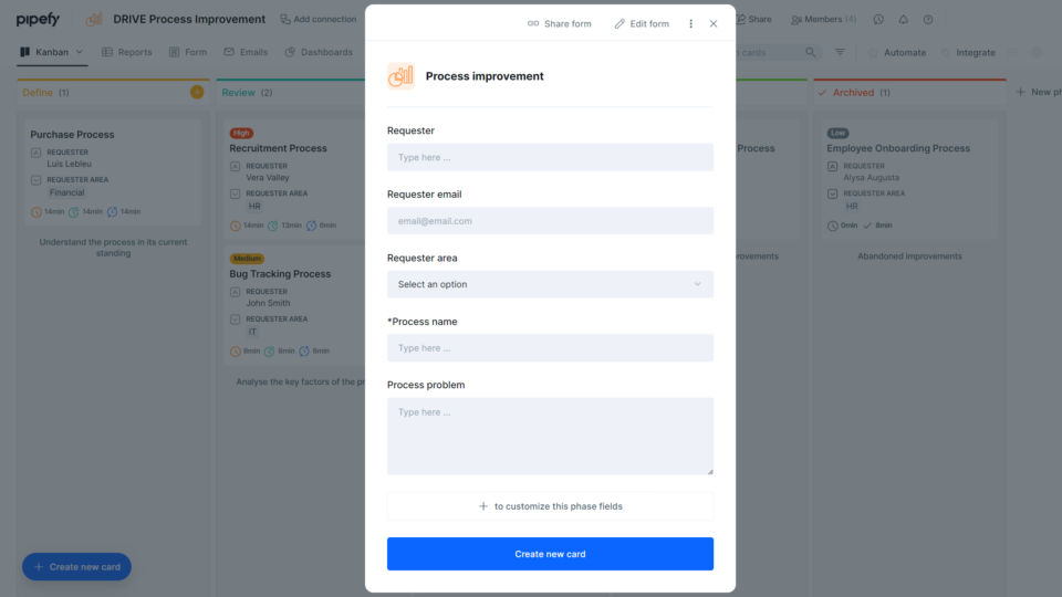 Process Improvement Plan - DRIVE Template (Free) | Pipefy