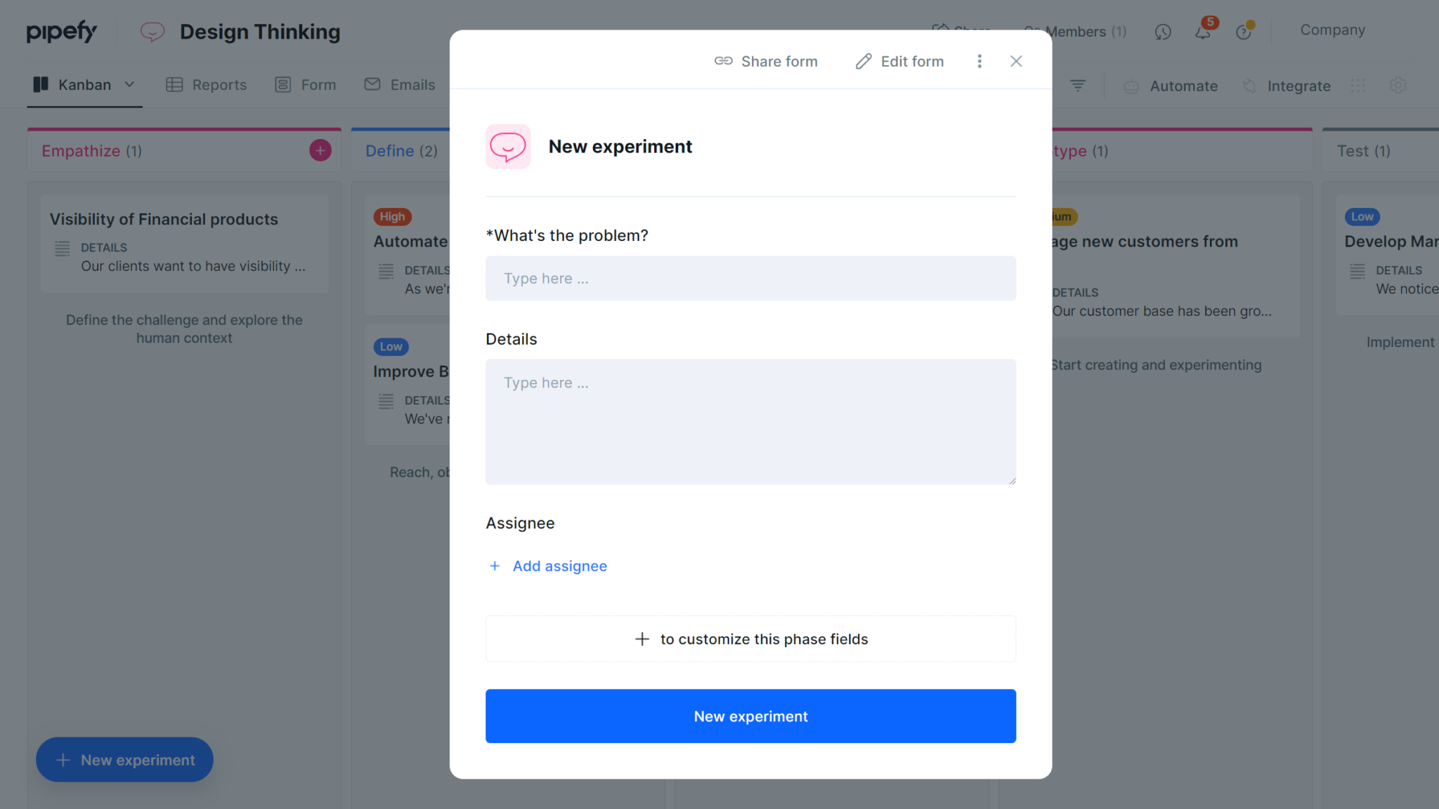 Design Thinking Template (Free) | Pipefy