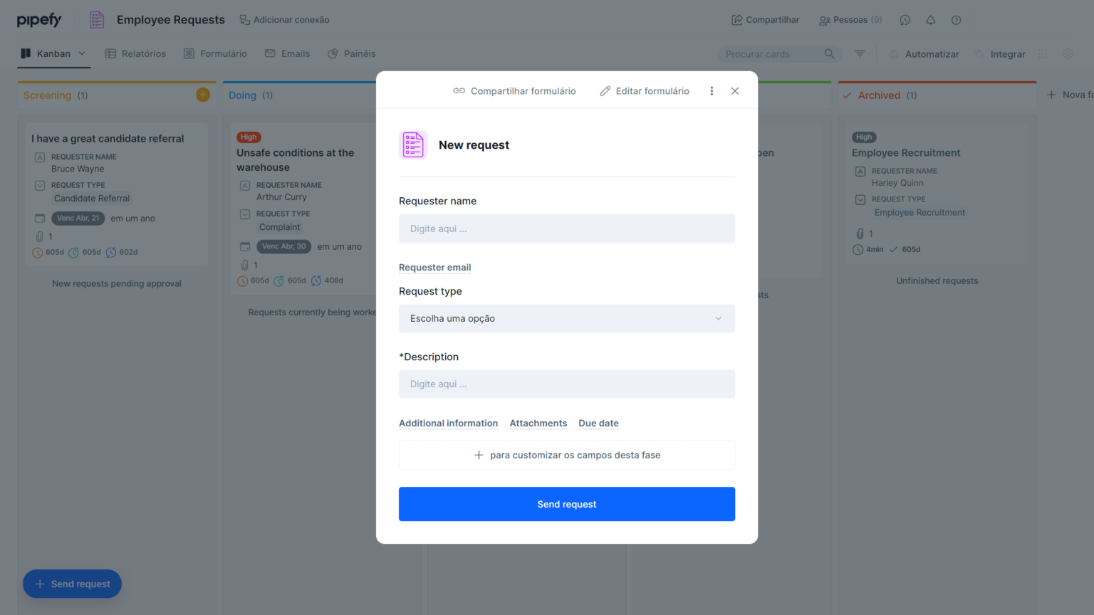 Human Resources Requests & Form Template (Free) | Pipefy