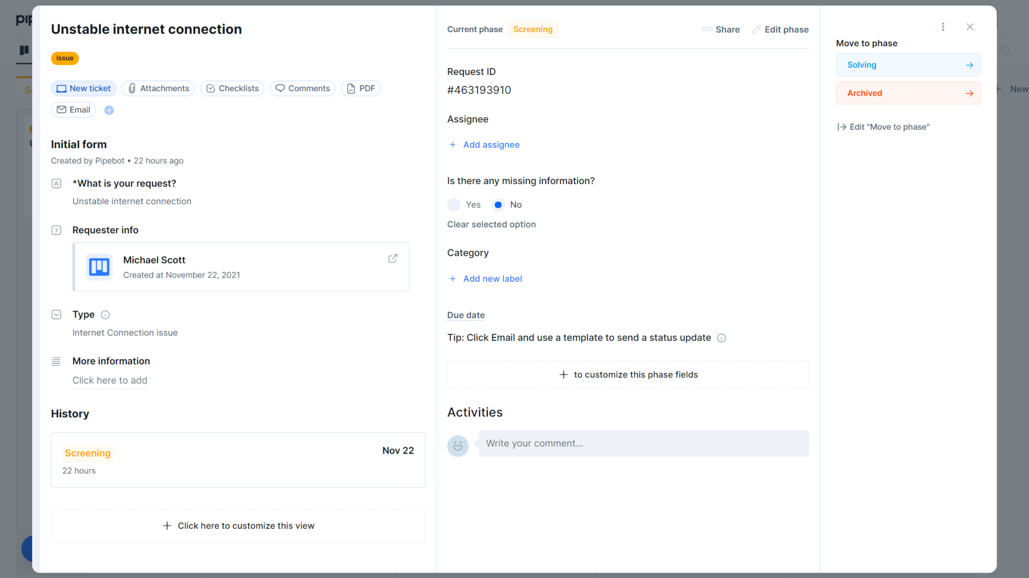 IT Service Desk Template (Free) | Pipefy