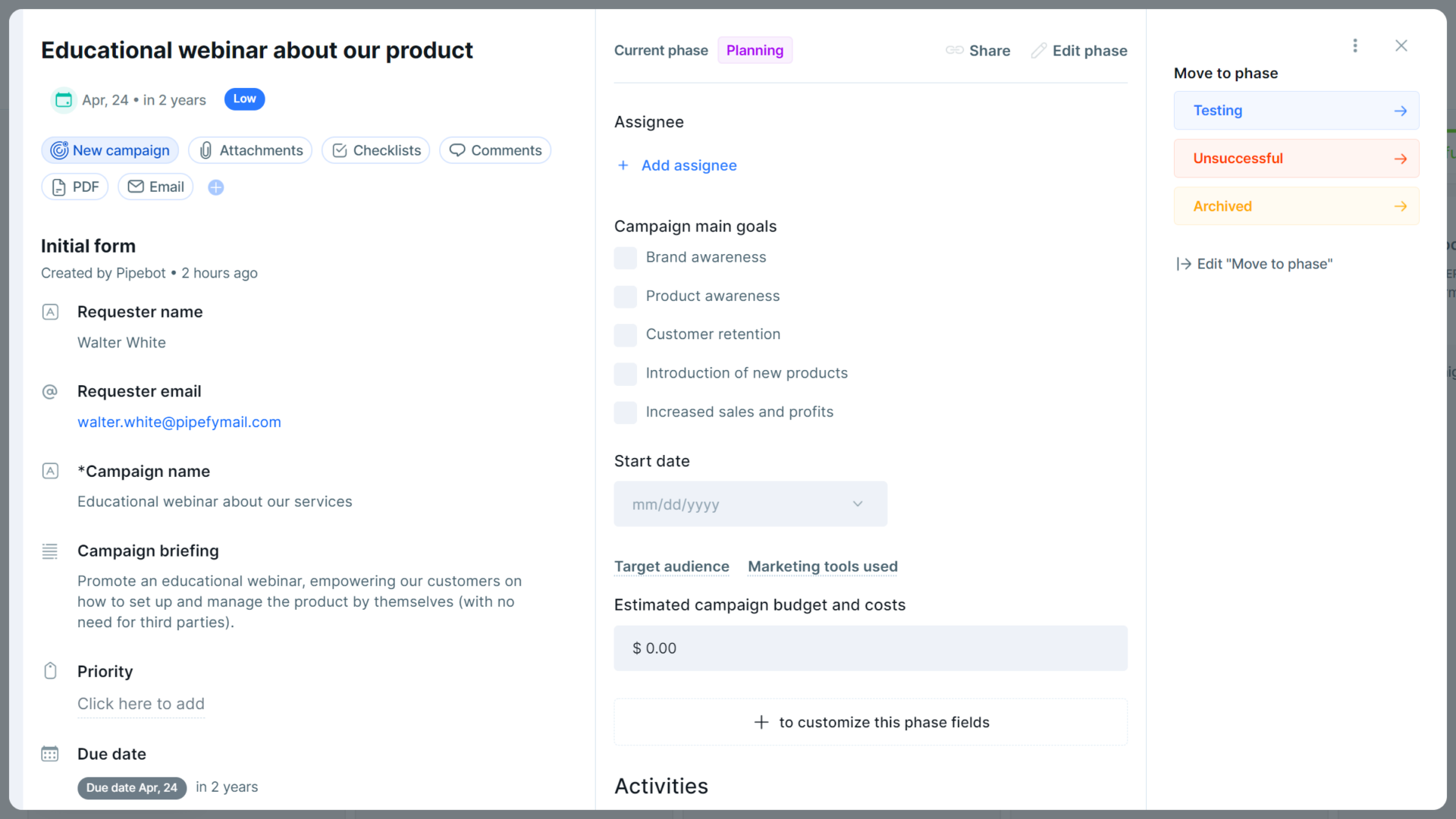 Marketing Campaign Management Template [Free] | Pipefy