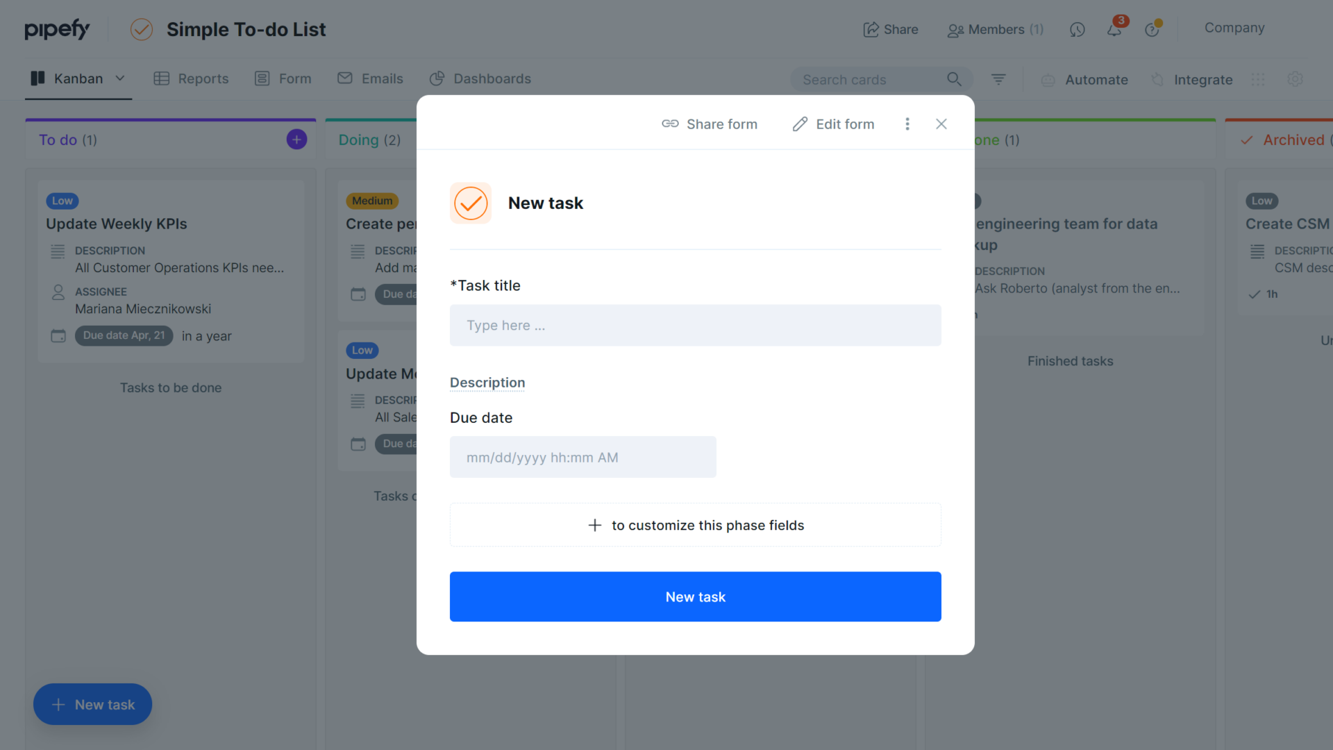 Simple To-do List | Pipefy