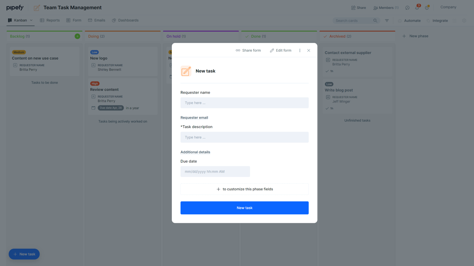 Task Management Template (Free) | Pipefy