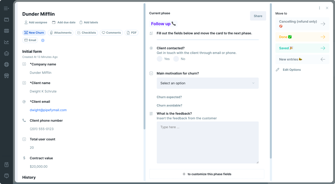 Churn Management Process Template - Free - Pipefy