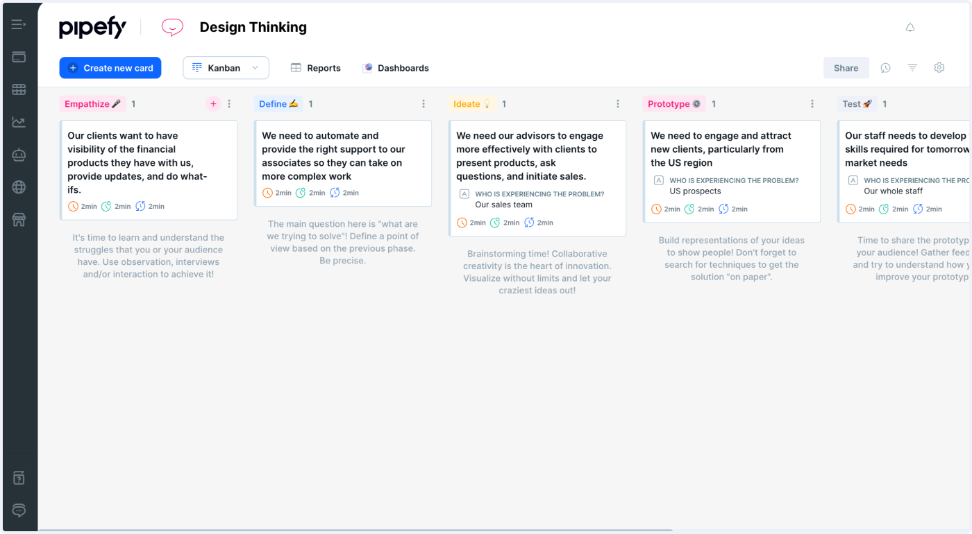 Design Thinking Template [Free Process Template] | Pipefy