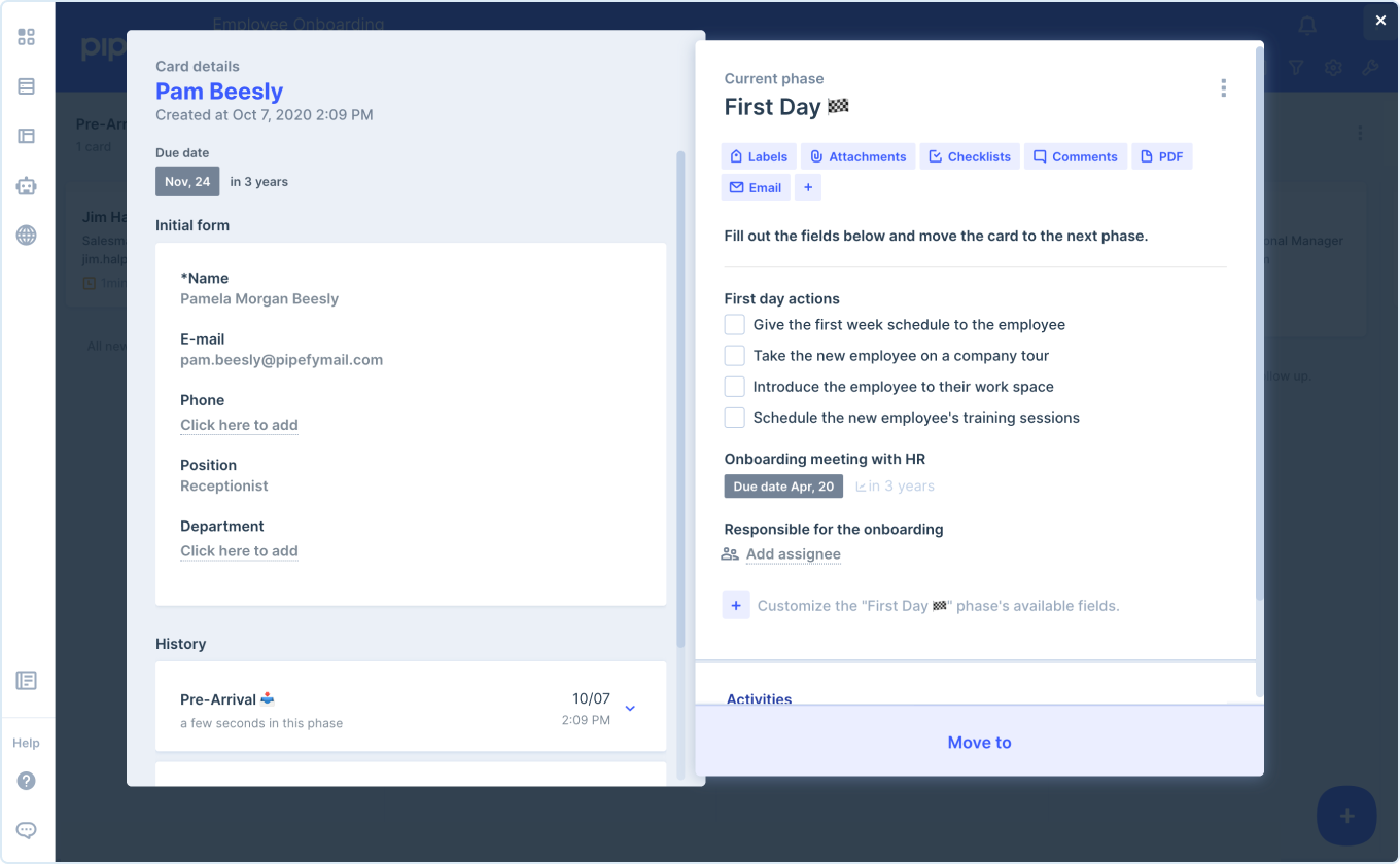 Employee Onboarding Free Template | Pipefy