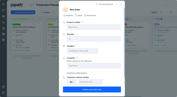 Production, Planning and Control Template [Free] | Pipefy