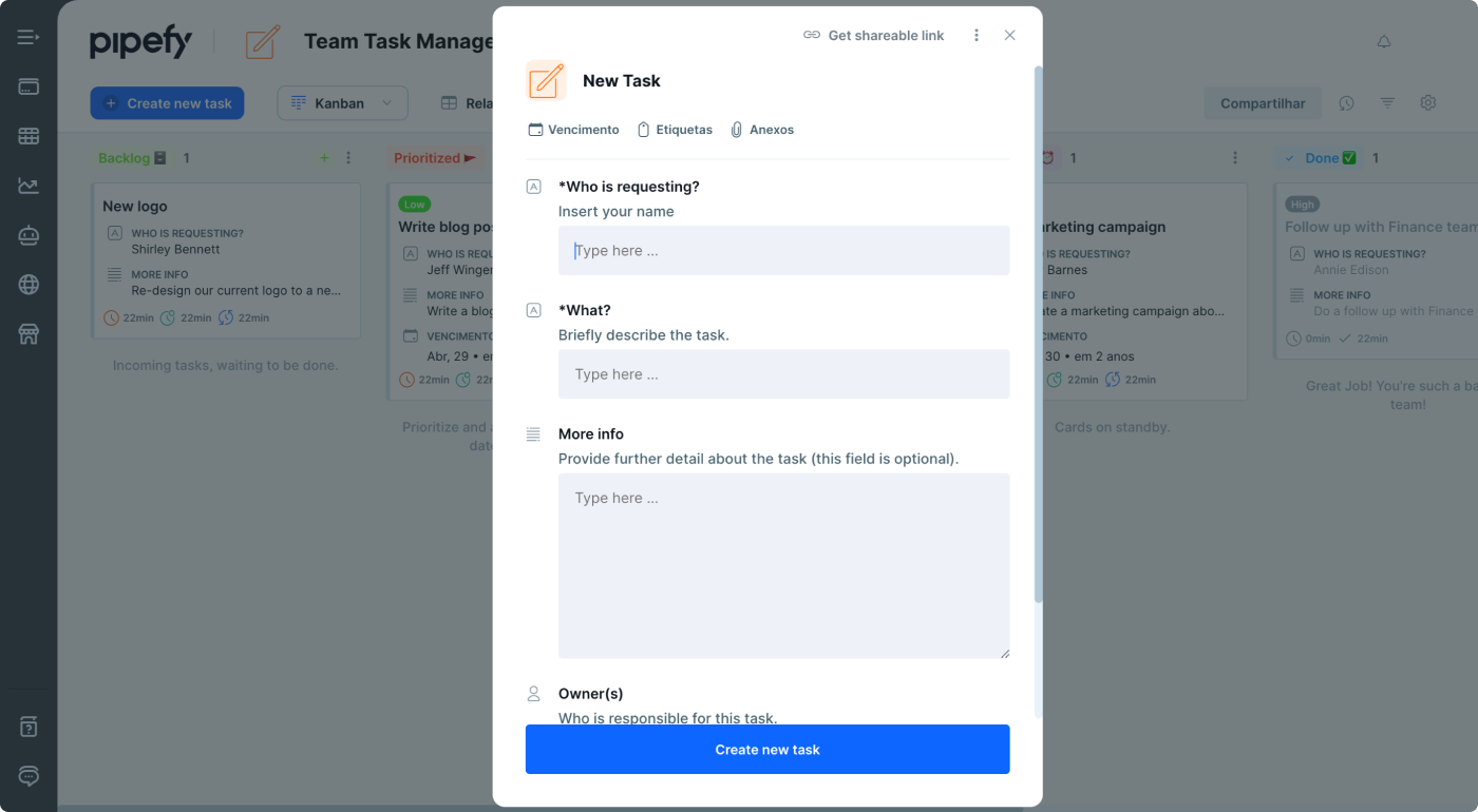 Team Task Management | Pipefy