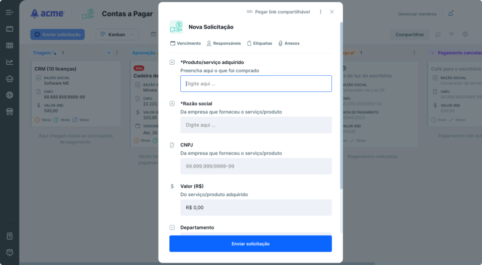 Modelo de contas a pagar gratuito | Pipefy