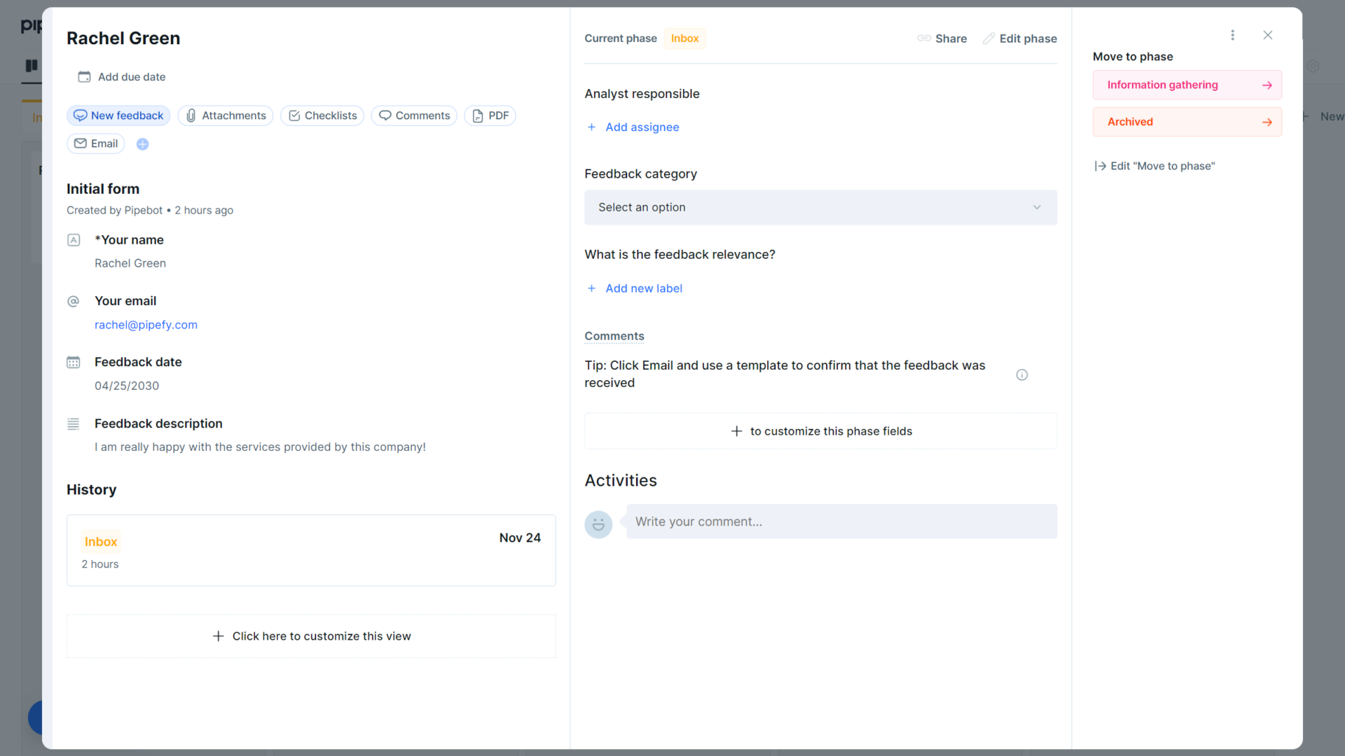 Answer customer feedbacks with the 1# Customer Feedback Tool | Pipefy