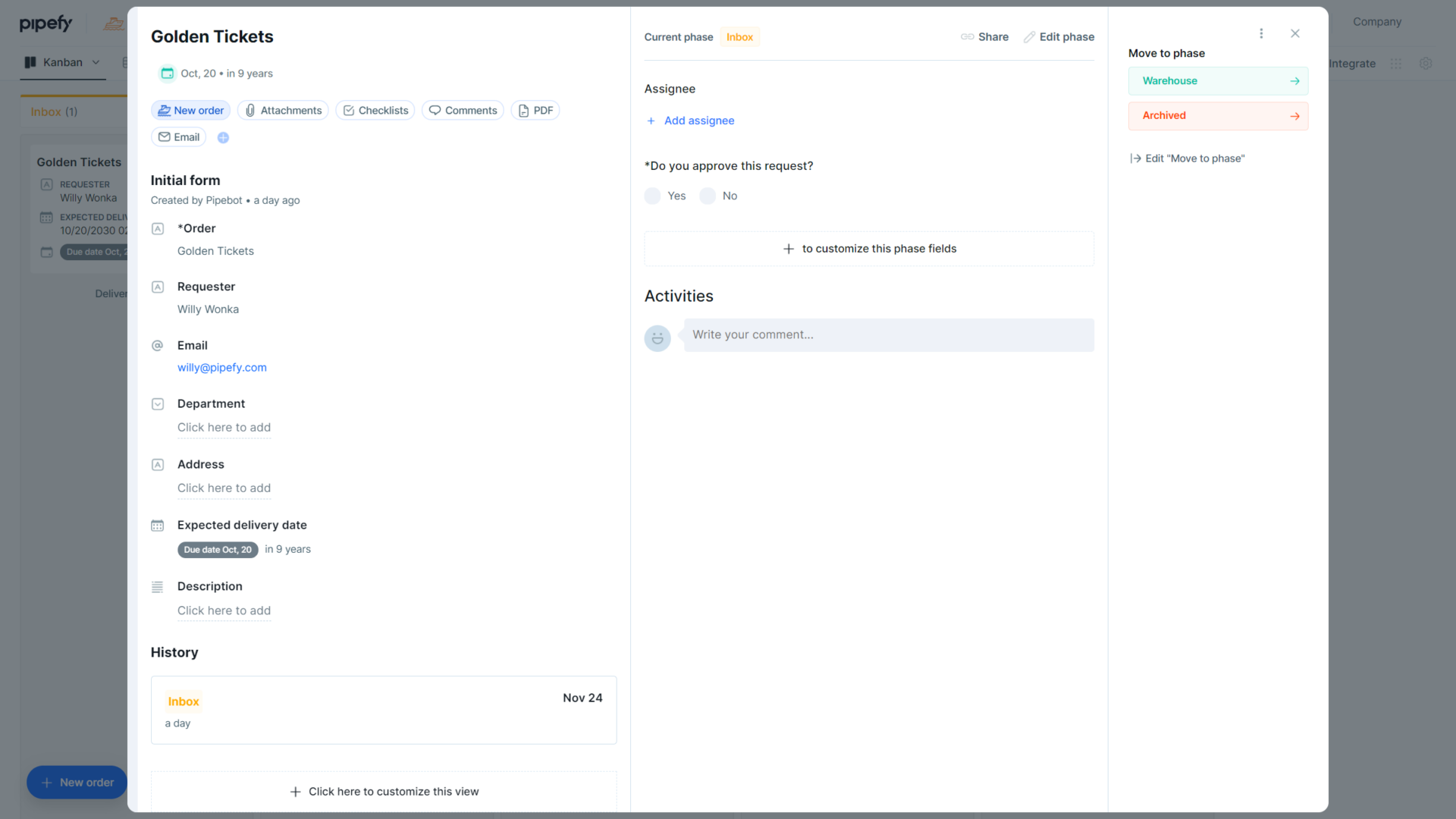 Logistics Strategy and Order Filling | Pipefy