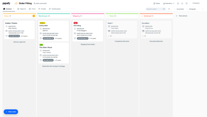 Logistics Strategy and Order Filling | Pipefy