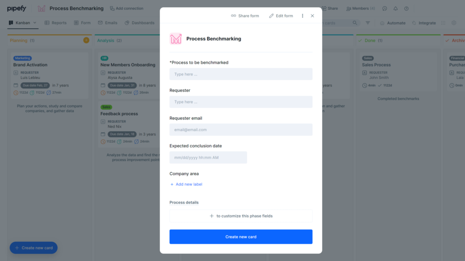 Process Benchmarking Template (Free) | Pipefy