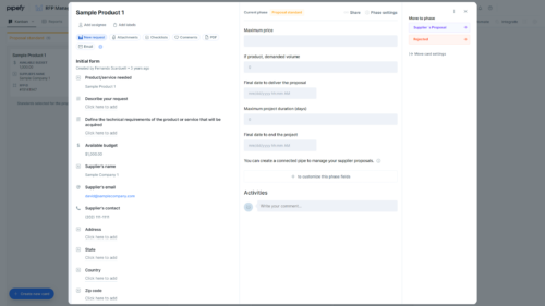 Request for Proposal (RFP) Tracker Template (Free) | Pipefy
