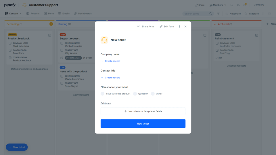Help Desk & Customer Support Template (Free) | Pipefy