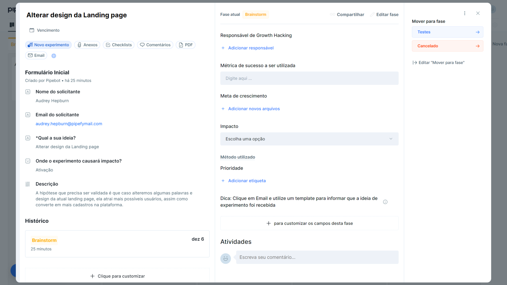 Modelo de Gestão de Growth Hacking Online | Pipefy