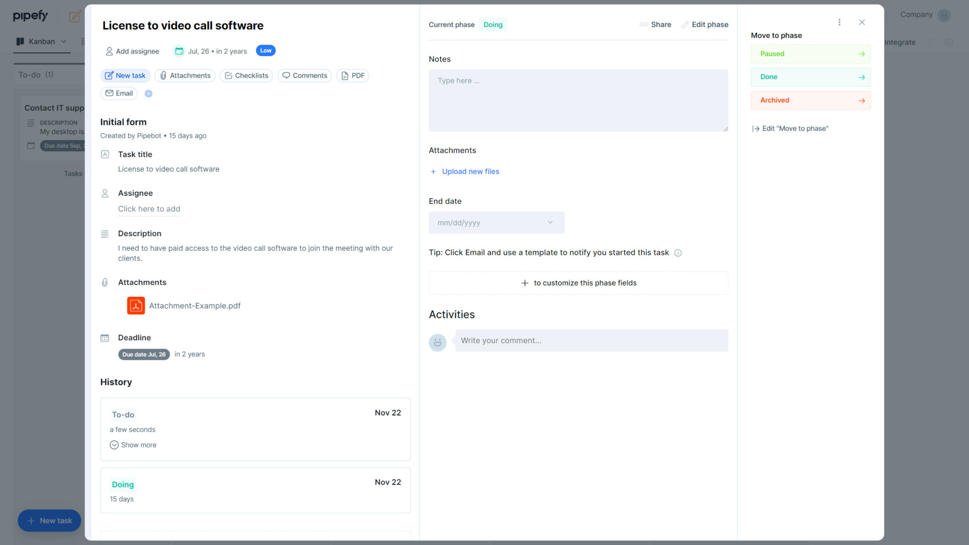 Remote Work Management Template | Pipefy