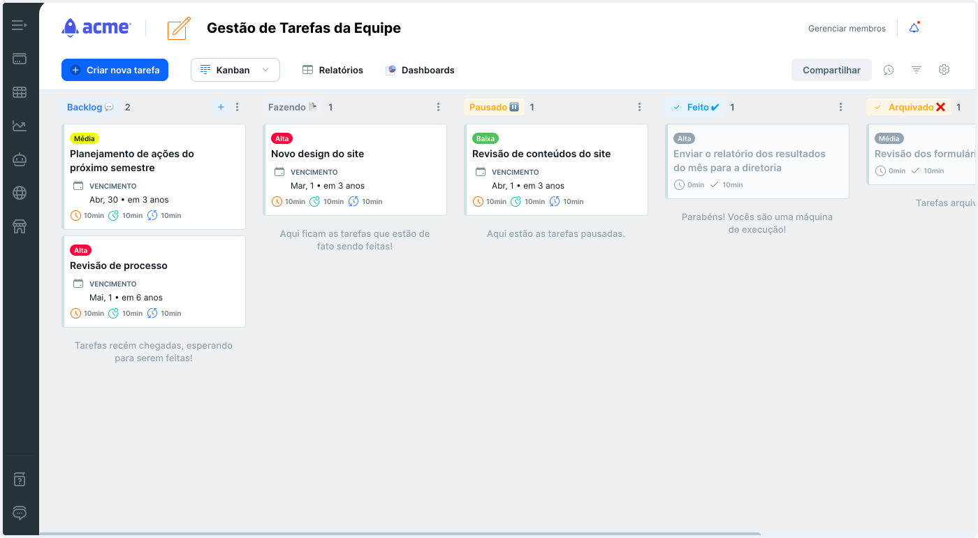 Gestão de Tarefas da Equipe | Pipefy