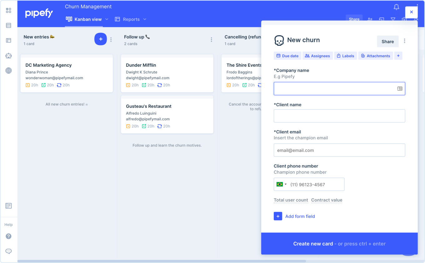 Churn Management Process Template - Free | Pipefy