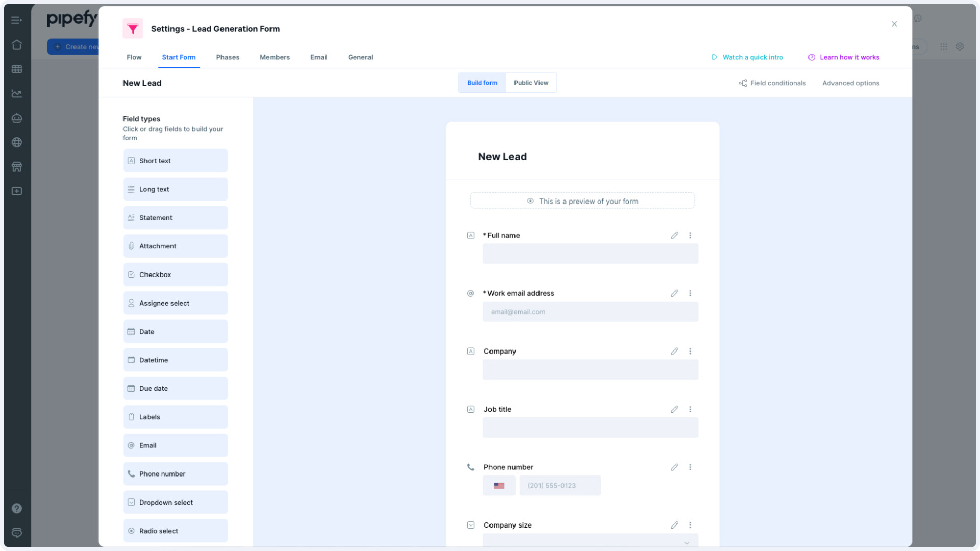 Lead Generation Form | Pipefy