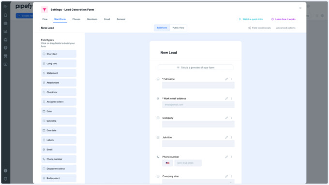 Lead Generation Form | Pipefy