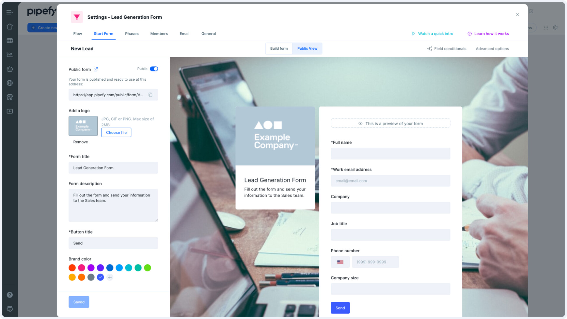 Lead Generation Form | Pipefy
