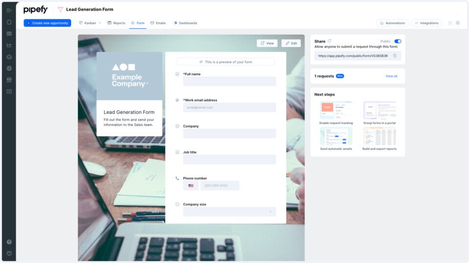 Lead Generation Form | Pipefy