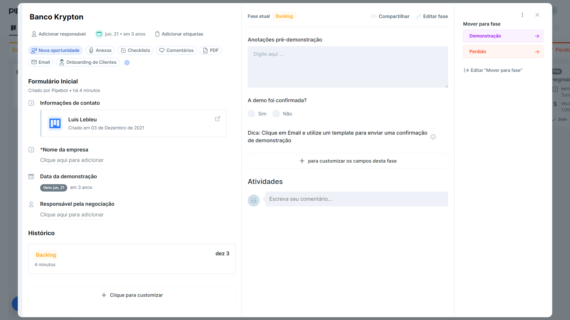 Modelo de CRM de Vendas (Template Grátis) | Pipefy