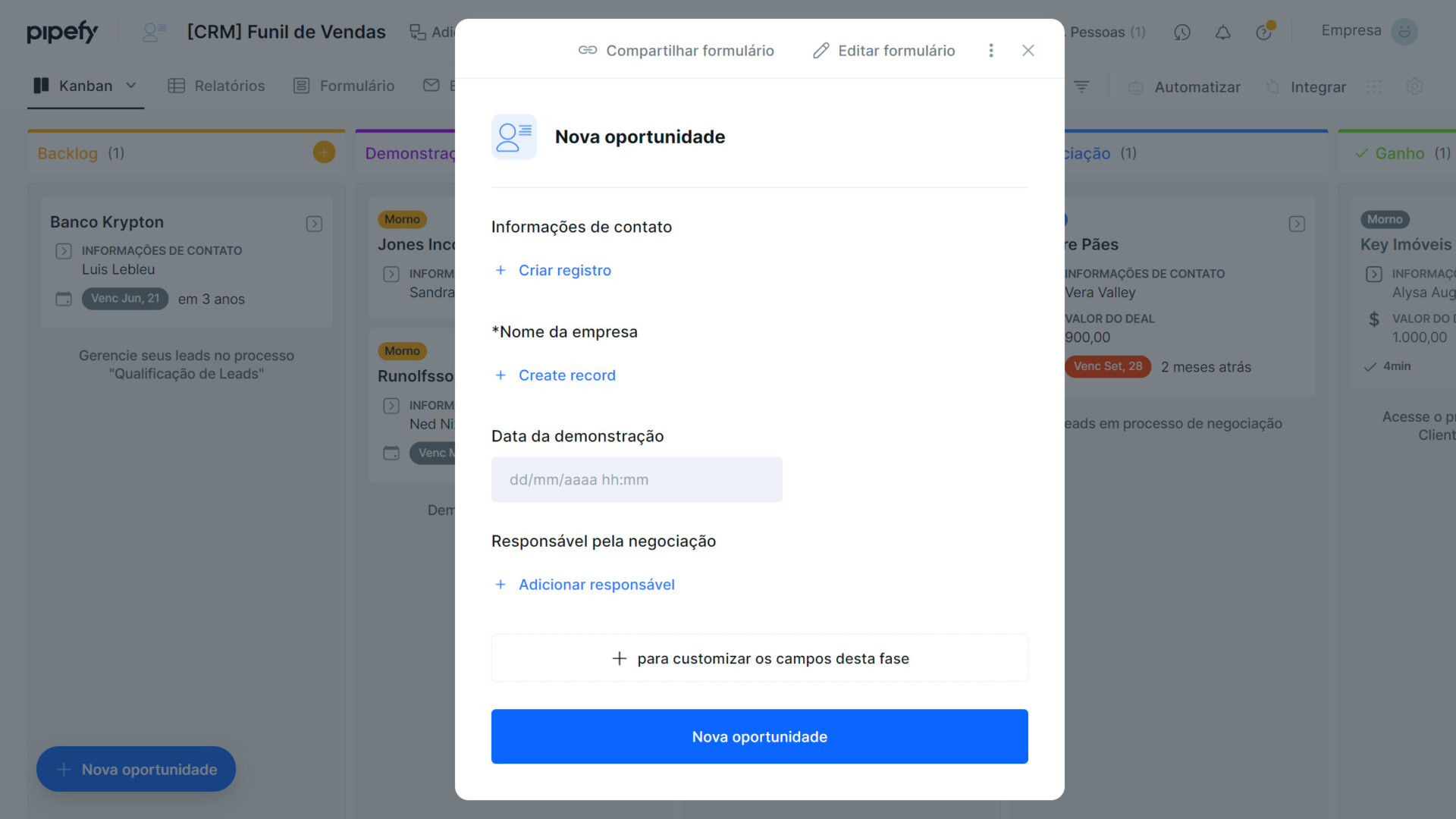 Modelo de CRM de Vendas (Template Grátis) | Pipefy
